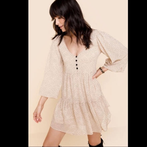 Zara | Dresses | Zara Cream Polka Dot Sheer Overlay Dress M | Poshmark